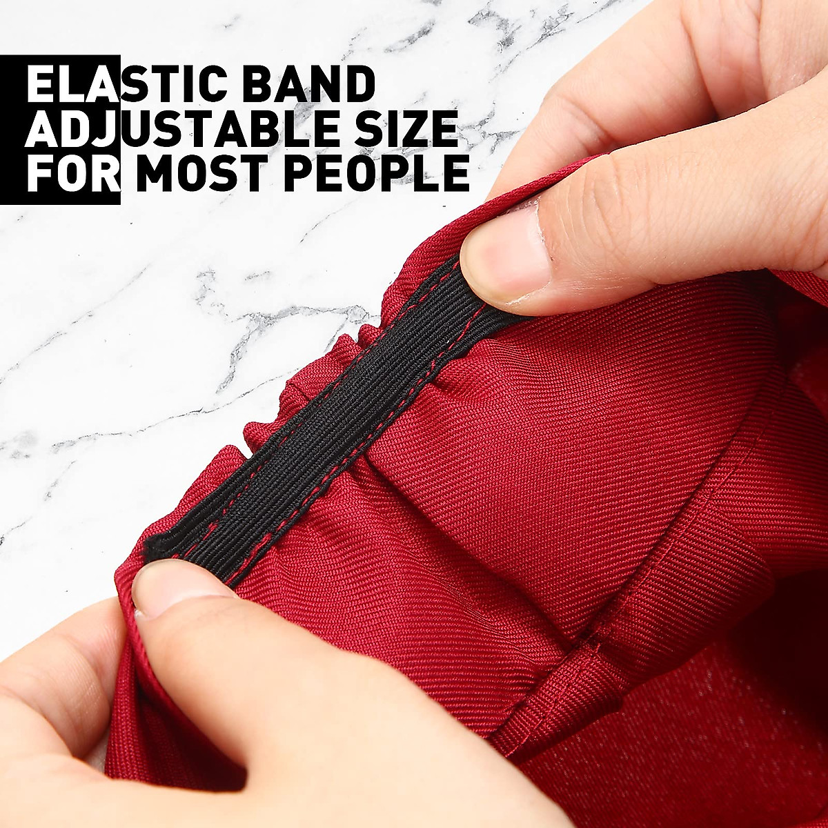 18 Pcs Chef Hats for Adults Adjustable Elastic Chef Cap Kitchen Bakers Hat Cooking Cap Funny Chef Gifts for Men Women, Black, White, Red