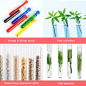 TEKEFT 2 Pack Plastic Test Tube Set with Caps and Rack Scientific Experiment Toys for Children