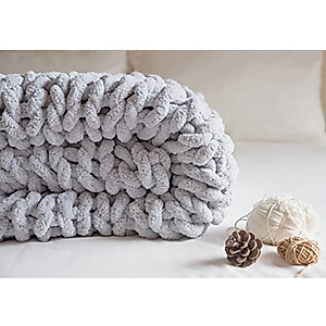 Twomissone Luxury Chunky Knit Chenille Bed Blanket 50x60 Large Knitted Throw Blanket Warm Soft Cozy Blankets for Cuddling up in Bed, on The Couch or Sofa (50"x60")