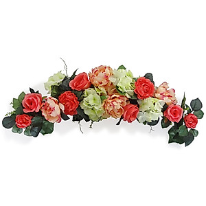 VGIA 32" Rose/Peony Swags - Floral swags wall decor for Wedding Party Home Garden, Wedding Arch Garden Wall Decoration, Weddings, Coral, Pink