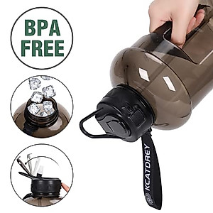 KCATDREY Half Gallon Water Bottle with Straw and Sleeve 74oz /2.2L Leakproof Big Reusable Water Jug with Handle, Suitable for Workout Gym Sports Outdoor