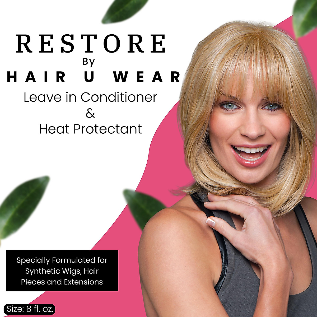 HairUWear"Restore" Leave in Conditioner & Heat Styler Protector for Wigs & Hair Extensions 8 oz.