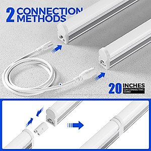 (6 Pack) Barrina LED T5 Integrated Single Fixture, 4FT, 2200lm, 6500K (Super Bright White), 20W, Utility LED Shop Light, Ceiling and Under Cabinet Light, Corded Electric with ON/OFF Switch, ETL Listed