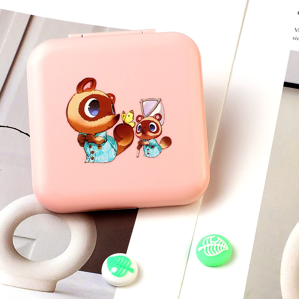 UFOPETIE Card Case for Nintendo Switch Game Card,Compatible with Nintendo Switch Case Animal Crossing Theme,Game Case for Animal Crossing Cards,for Switch Accessories-Thumb Grip 2PCS-Caught Butterfly