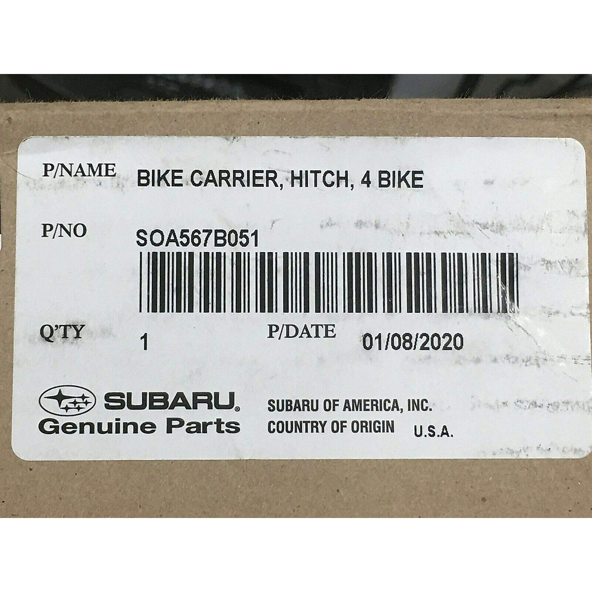 Subaru 2020-2024 Outback 2022-2024 Forester 2019-2024 Ascent 2024 Crosstrek Thule Hitch Mounted Bike Carrier 4 Bikes SOA567B051 Genuine