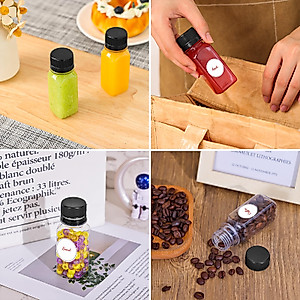 Moretoes 12pcs 2oz Shot Bottles with Caps, Reusable Clear Plastic Bottles for Liquids, Empty Containers for Ginger Shots, Juice and Other Beverages