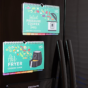 Willa Flare Air Fryer & Electric Pressure Magnetic Cooker Cheat Sheets - Perfect Temperature & Cooking Time Guide - Magnet Cookbook for Meat, Beef, Chicken, Pork, Vegetable Meals - Reusable Stickers