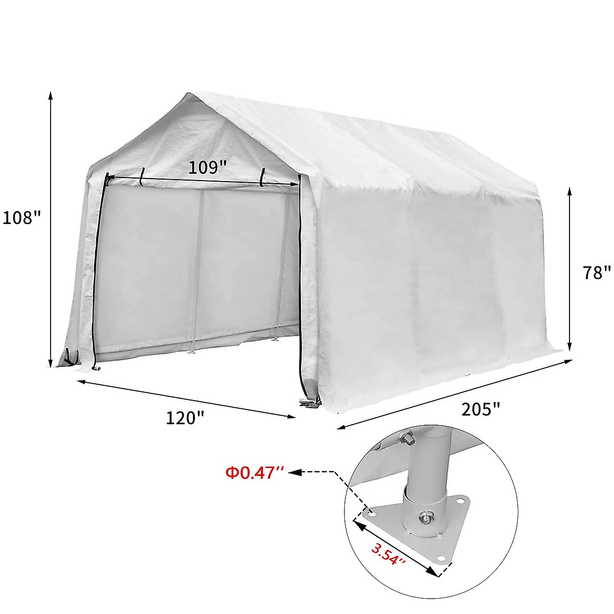 PUPZO Outdoor Patio 10x17 FT Heavy Duty Carport Car Canopy Garage Shelters 8 Steel Legs Waterproof Anti-Exposure White