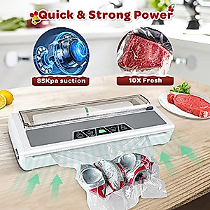 Vacuum Sealer Machine,Air System Vacuum Sealer with Dry, Moist & Pulse 3 Modes,with Bag Storage and Built-in Cutter,Food Sealer with Consecutive Seals