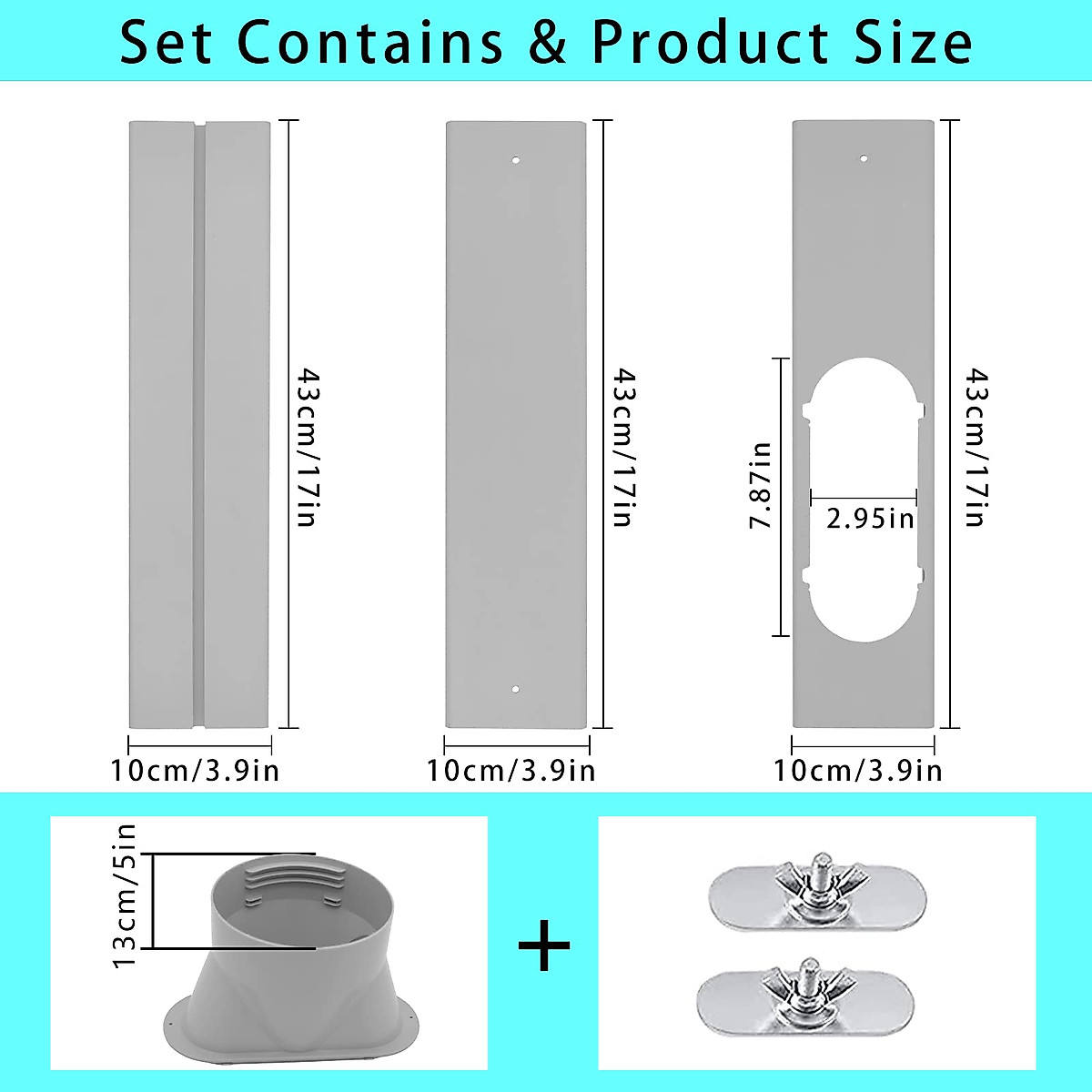 Portable Air Conditioner Window Vent Kit with 5.1” Exhaust Hose 6 Piece Window Seal for Portable Air Conditioner A/C Unit Universal for Sliding Horizontal or Vertical Windows