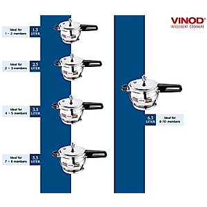 Vinod Pressure Cooker Stainless Steel – Glass Lid Handi Pot - 3.5 Liter – Indian Pressure Cooker – Stove Top Sandwich Bottom – Best Used For Indian Cooking, Soups, and Rice Recipes, Quinoa