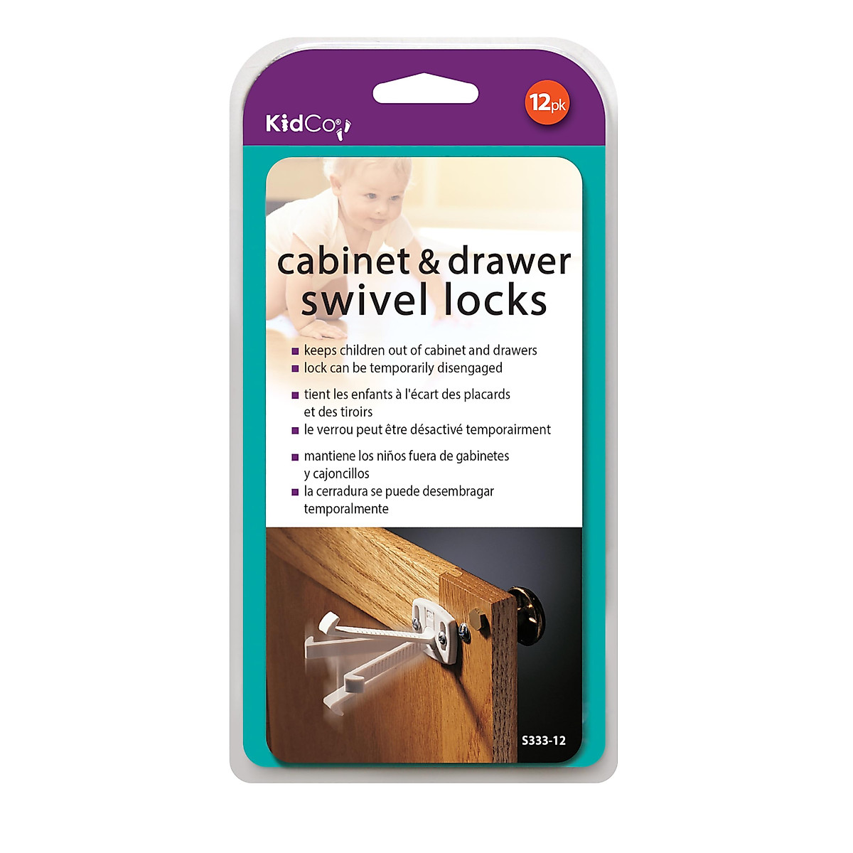 KidCo 12 Count Swivel Cabinet and Drawer Lock, Cabinet Locks Baby Proofing - Child Proof Drawer Locks - Child Safety Cabinet Latches