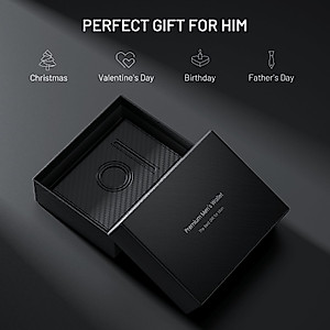 pocrsret Airtag Wallet for Men, Smart Air Tag Wallet with Airtag Holder, Mens Trifold Wallet for Apple Airtag, Leather Smart Wallet Men (Carbon Fiber)