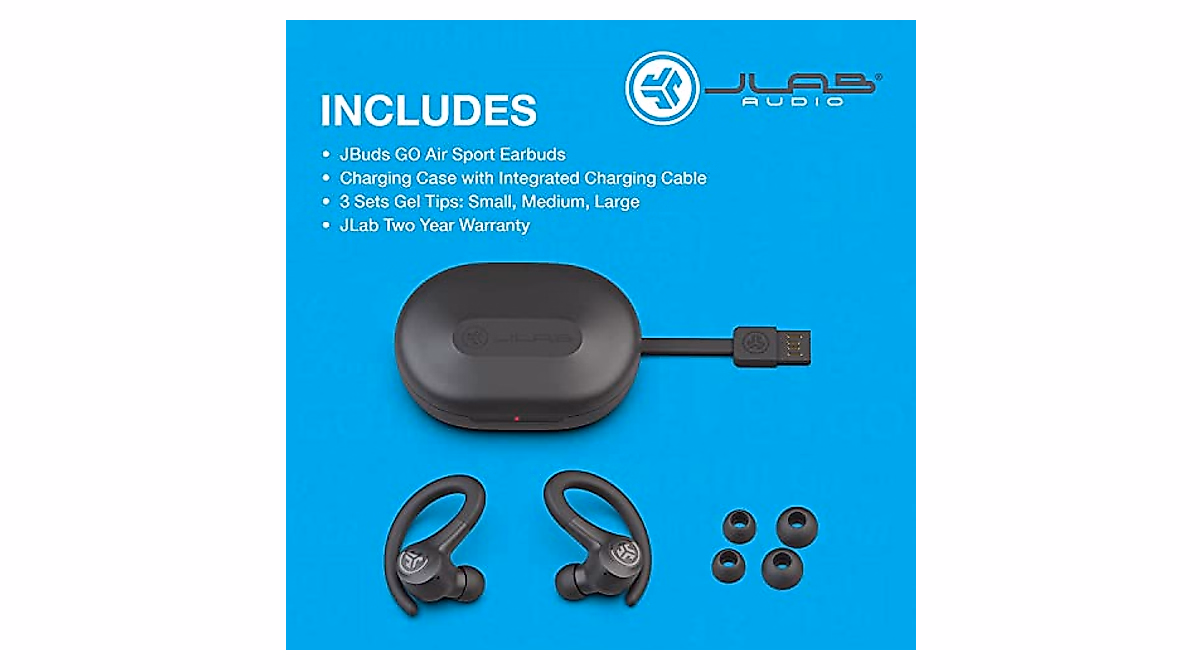 JLab Go Air Sport Wireless Workout Earbuds - Secure Fit & 32+ Hrs