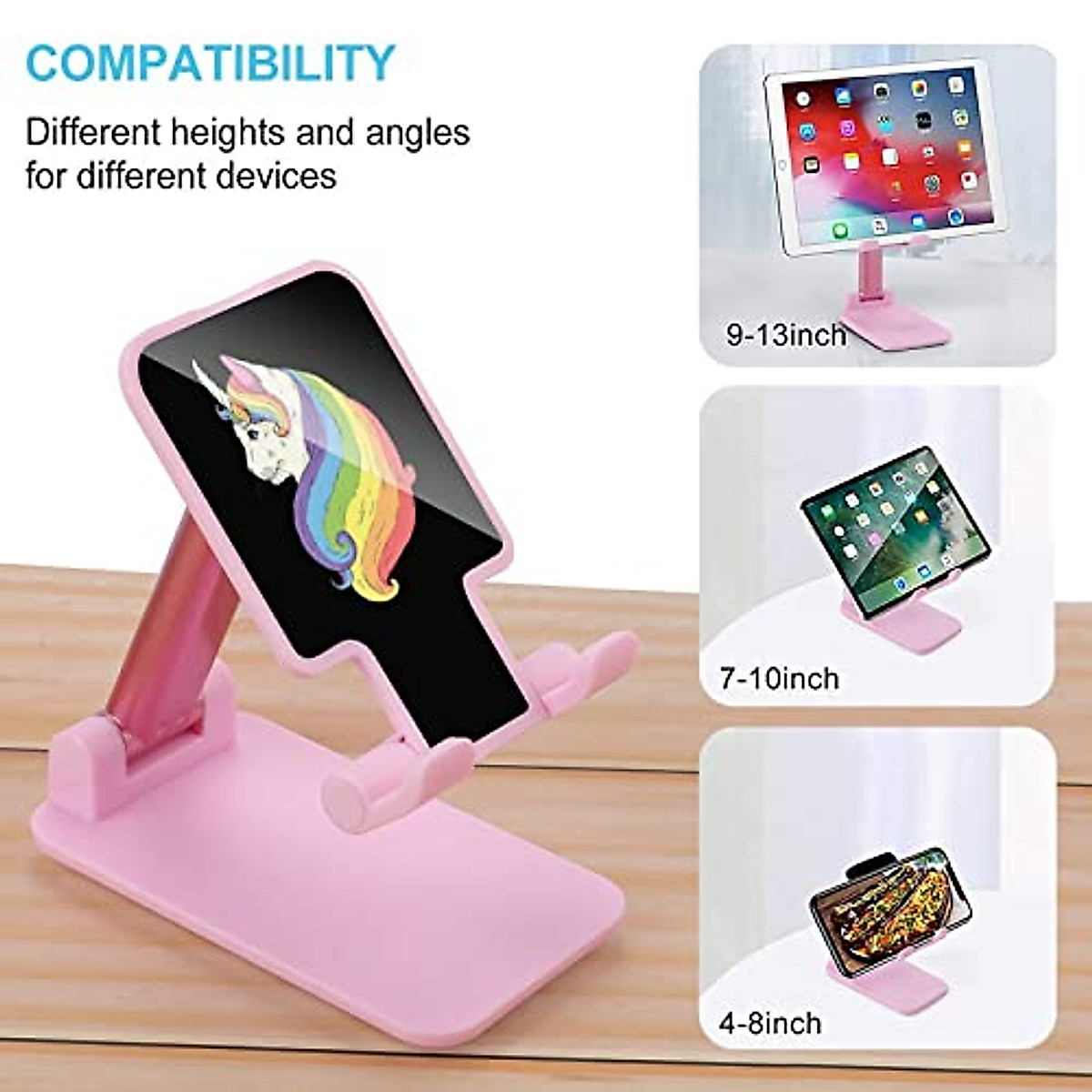 Cat Unicorn Foldable Desktop Cell Phone Holder Portable Adjustable Stand for Travel Desk Accessories