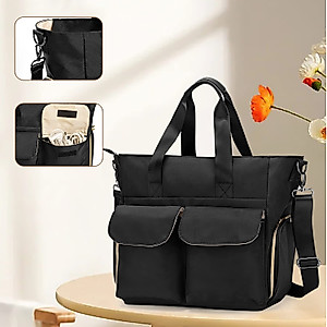 Teamoy Breast Pump Bag with Cooler Bag, Breast Pump Storage Tote with Laptop Sleeve (Up to 14") for Working Moms, Compatible with Spectra S1,S2, Medela, Black(Bag ONLY)