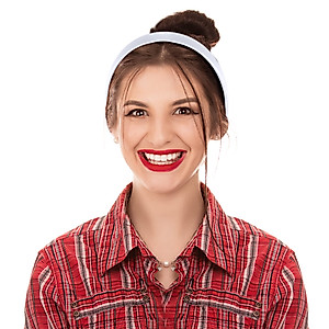 SIQUK 16 Pieces Satin Headbands White Headband 1 Inch Satin Hard Headbands DIY Hair Headbands for Women