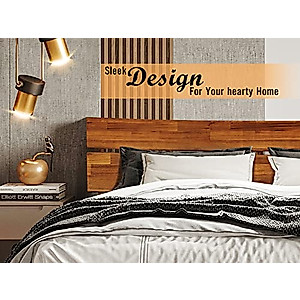 Acacia Aurora 14 Inch Wood Platform Bed, Bed Frame with Headboard, Queen Size, Caramel