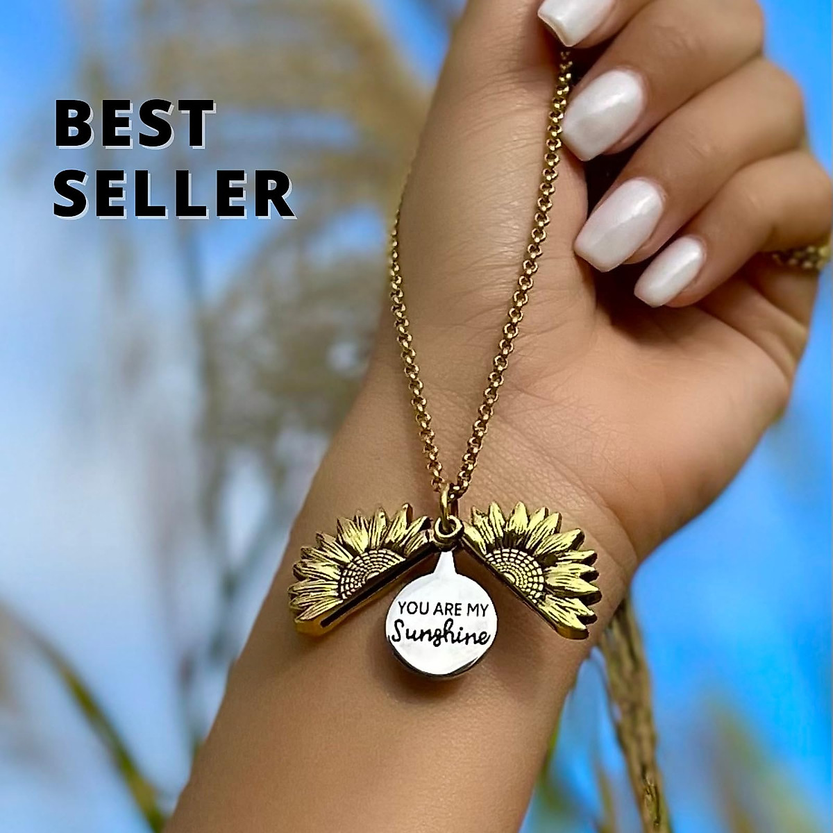 Bee Kind The Original You Are My Sunshine Sunflower Necklace for Girls - A Sunflower Locket Necklace Made With Stainless Steel and 18K Gold Plating comes with Personalized Gift with Box for Women