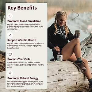 Snap Supplements USDA Organic Beet Root Powder, 3-in-1 Nitric Oxide Supplement, Support Healthy Blood Circulation, 250g (Apple)
