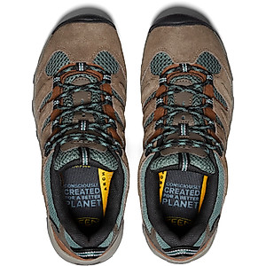 KEEN Women's Headout Low Height Waterproof All Terrain Hiking Shoes, Shitake/Dark Forest, 9.5
