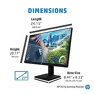 HP 27-inch QHD Gaming with Tilt/Height Adjustment with AMD FreeSync Premium Technology (X27q, 2021 model)