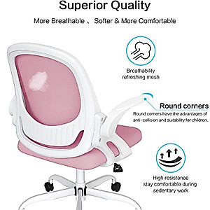 Home Office Chair Work Desk Chair Comfort Ergonomic Swivel Computer Chair, Breathable Mesh Desk Chair, Lumbar Support Task Chair with Wheels and Flip-up Arms and Adjustable Height