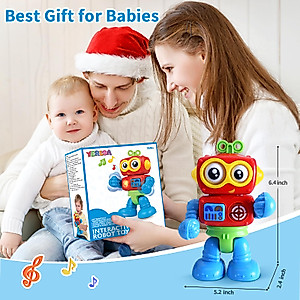 Yerloa Toddler Robot Toys for 1 Year Old Boy Christmas Stocking Stuffers, One Year Old Boy Birthday Gift, Baby Boy Toys 12-18 Months Music Light Up 12M Travel Interactive Learning Kids Toys 2 Year Old