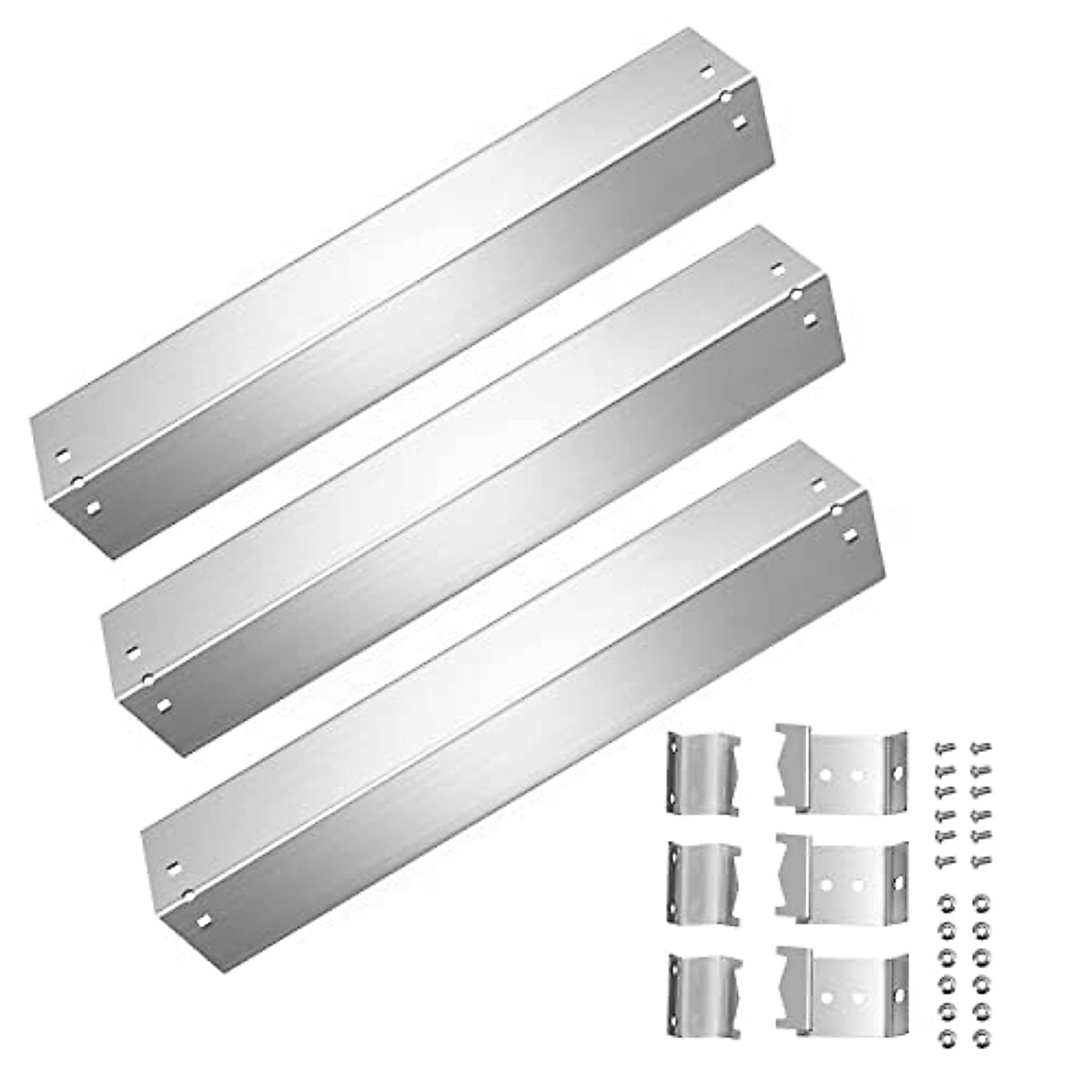 Boloda Grill Heat Plates Shields Replacement Parts, Compatible with Chargriller Char Griller 5050 5650 3001 3008 4000 5072 Grills, 3PCS Stainless Steel Burner Covers, Flavor Bars with Support Bracket