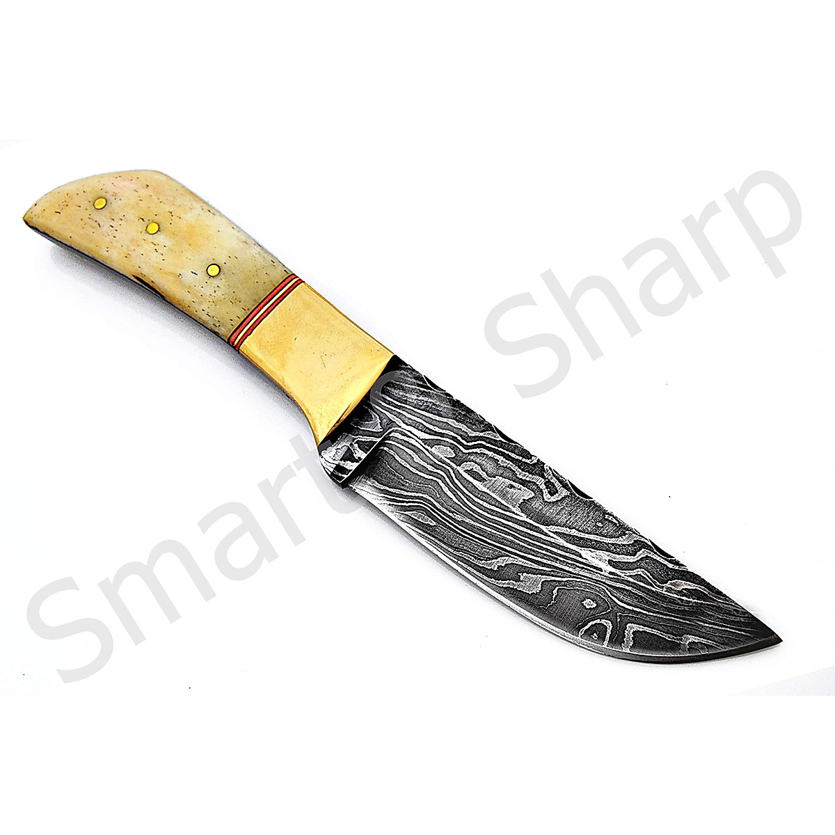 Smart & Sharp Custom Handmade Damascus Steel Hunting Knife/Skinning Knife AA-17280 (Natural Bone)