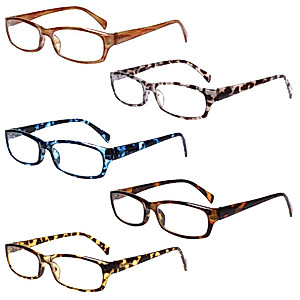 Henotin 5-Pack Reading Glasses Blue Light Blocking Anti Eyestrain Computer Reading Glasses for Women and Men Readers (5 Pack Mix Color, 2.50)