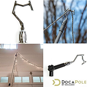 DOCA Boat Hook - 5-12 Ft (18+ Ft Reach) - Christmas Light Pole Hanger Tool - Durable & Lightweight Utility Hook for Docking, Tree Debris Removal