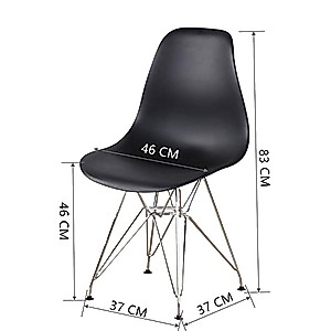 NC Set of 4 Modern Design Dining Chair with Chrome Metal Legs, Nordic Style Exquisite Design Chair for Living Room, Office, Study, Bedroom, Black