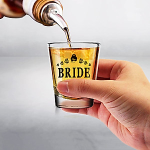 shop4ever Bride and Bride's Drinking Team Member Glass Shot Glasses Wedding Bachelorette Party Shot Glasses (12 Pack)