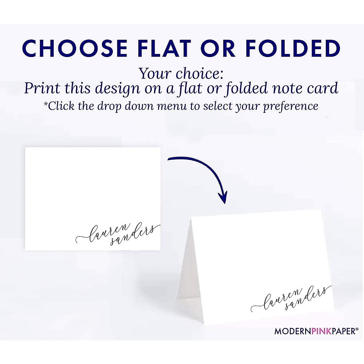 Personalized Stationery for Women, Personalized Script FLAT OR FOLDED Note Cards with Envelopes Set, Personalized Stationary for Women, Your Choice of Colors and Quantity