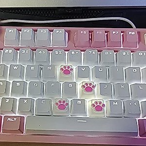 YupYay 4 Pack Custom OEM R4 Keycaps PBT Mechanical Keyboard Keycaps Cute Cat Paw Key Cap Kawaii Gaming Keycaps for Mechanical Keyboard with Keycap Puller (White Base)