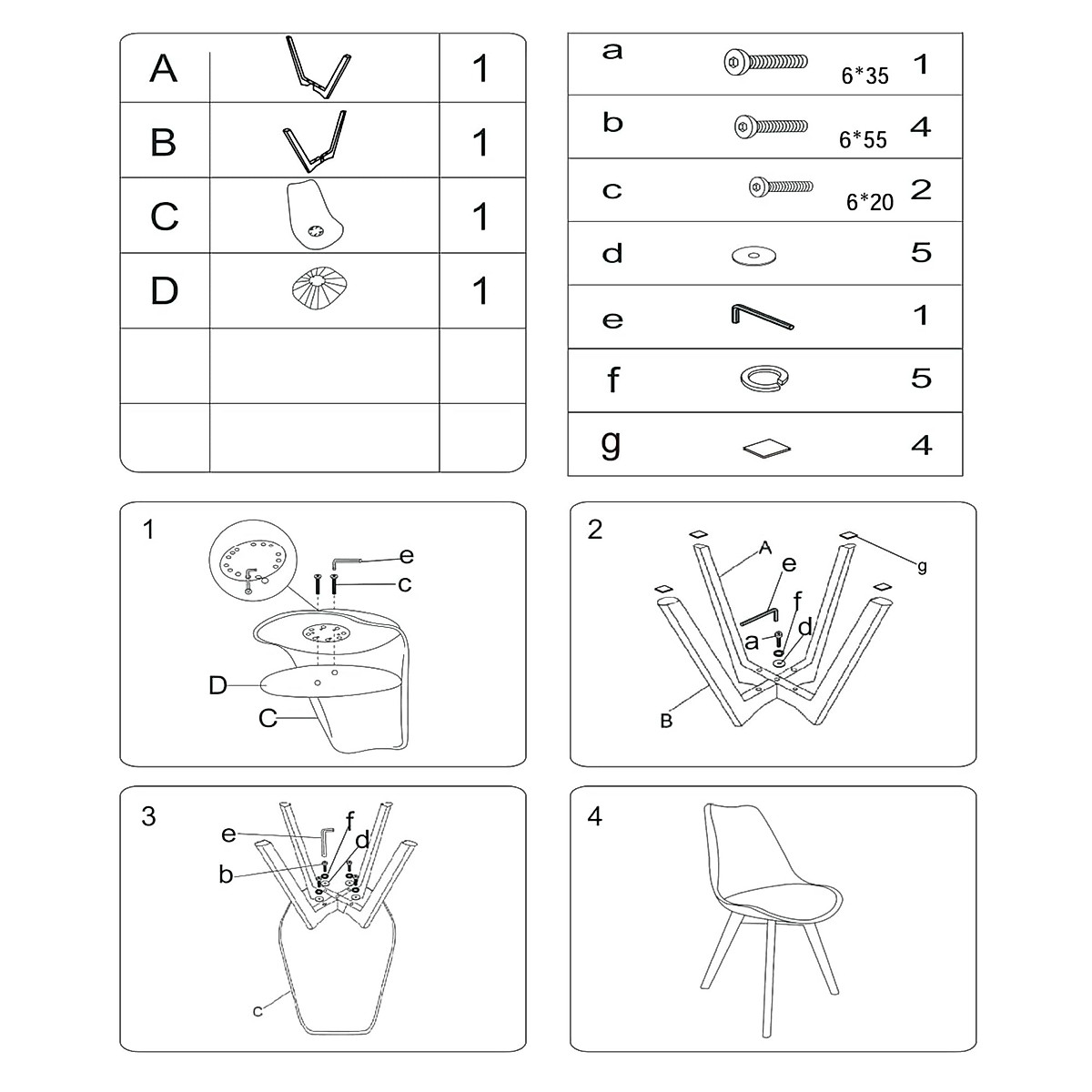 CangLong Mid Century Modern Side Chair with Wood Legs for Kitchen, Living Dining Room, Set of 2, Grey