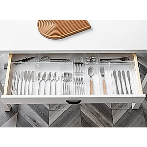 DCA 25 PCS Clear Plastic Drawer Organizer Tray for Makeup, Kitchen Utensils, Jewelries and Gadgets