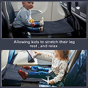 Kids Airplane Bed, Airplane Seat Extender for Kids Toddler Travel Bed Portable Waterproof Toddler Airplane Bed Airplane Travel Accessories for Kids (Gray)