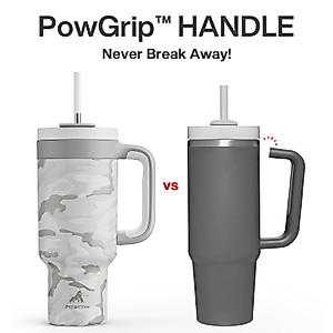 POWCAN 40 oz Camo Tumbler with Handle, 2-in-1 Straw and Sip Lid, Leakproof, Dishwasher Safe, Insulated Stainless Steel Travel Coffee Mug, Keeps Cold for 34 Hours, Car Cup Holder Fit (Clouded Aspen)