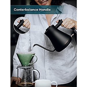 Electric Kettle, INTASTING Professional Electric Gooseneck Kettles, 0.65mm Ultra-Slim Spout, Precise Water Flow Control, 304 Stainless Steel Inner, 0.8L, Auto Shut-Off, Boil Dry Protection, Black