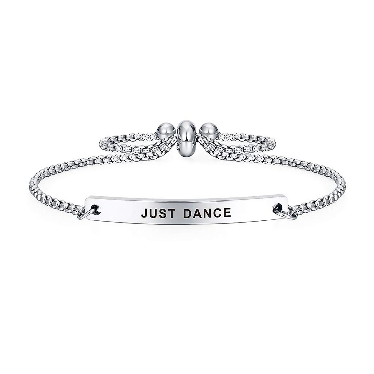 Dainty Cuff Bracelet - Just Dance - Meaningful Engraved Adjustable Bangle Bracelet - Encouragement Gift for Her