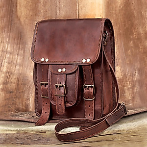 Vintage Tablet Genuine Vintage Leather ipad/tab/Kindle Satchel Crossbody Shoulder Bag 11 Inch