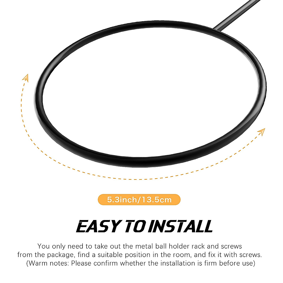 Threan 6 Pieces Mounted Ball Wall Storage Display Ball Storage Universal Ball Rack Metal Ball Holder Black Ball Rack Holder for Basketball Football Volleyball Soccer Storage Display