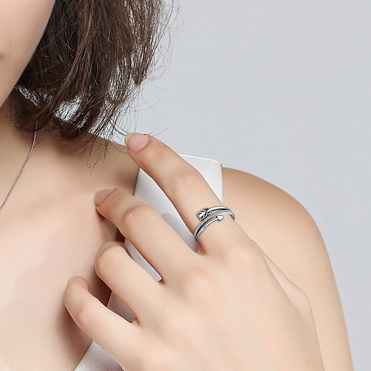 KUNSIR 925 Sterling Silver Rings Classic Cubic Zirconia Eternity Promise Statement Anniversary Wedding Bands Engagement Rings for Women Infinity Forever Love Ring Size 7-9