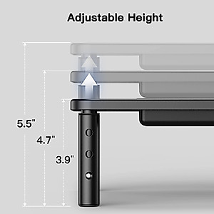LORYERGO Monitor Stand, Computer Monitor Stand with Slot, Monitor Stand Riser with Adjustable Height, Laptop Stand for Desk with Ventilated Platform, Laptop Shelf, Monitor Shelf, for Home & Office