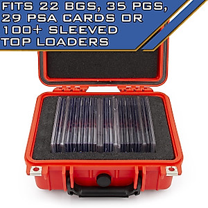 CASEMATIX Graded Card Storage Box Compatible with 22 BGS 35 One Touch 29 PSA Graded Sports Cards, Top Loaders, Waterproof Graded Card Case with Customizable Card Case Foam and Padlock