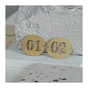 0-9 Retro Brass Table Number, 6cm Golden Card Table Number Plate, Round Hollow Countertop Digital Restaurant Plate Number, 1pcs (Color : Number 09, Size : 50x60mm)