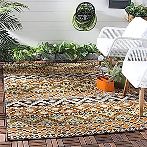 SAFAVIEH Veranda Collection Accent Rug - 2'7" x 5', Terracotta & Chocolate, Boho Floral Design, Non-Shedding & Easy Care, Indoor/Outdoor & Washable-Ideal for Patio, Backyard, Mudroom (VER095-0752)