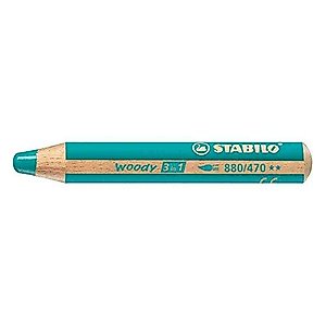 3 x STABILO WOODY 3 in 1 MULTI-TALENTED JUMBO PENCIL - Turquoise (880/470)